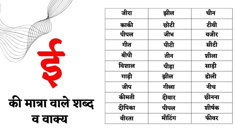405+ बड़ी ई की मात्रा वाले शब्द व वाक्य | Badi ee Ki Matra Ke Shabd ...