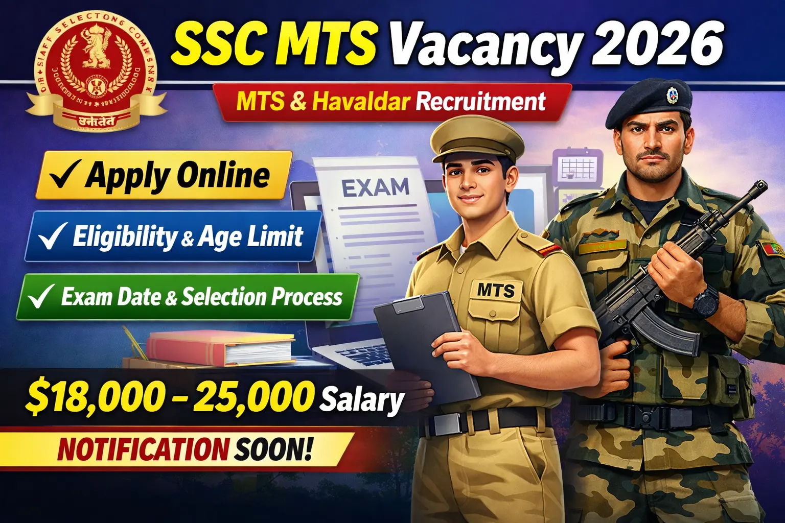 SSC MTS Vacancy 2026 Notification – Apply Online, Eligibility, Exam ...