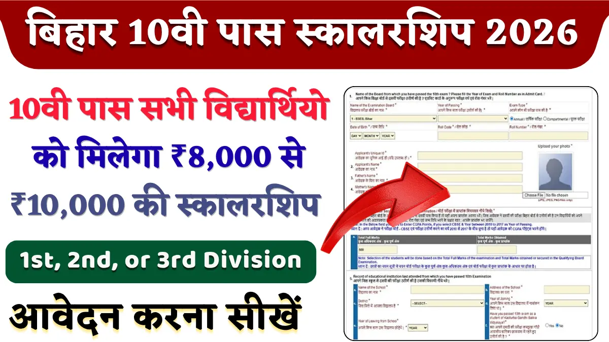 Bihar Board Matric Pass Scholarship 2026: Apply Online for ₹10,000 ...